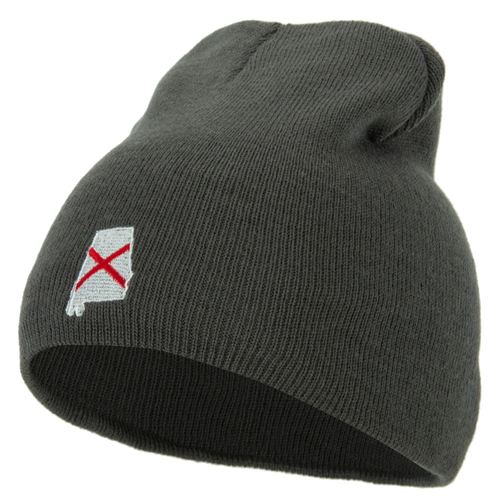 Alabama State Flag Map Embroidered 8 Inch Knitted Short Beanie - Dk ...