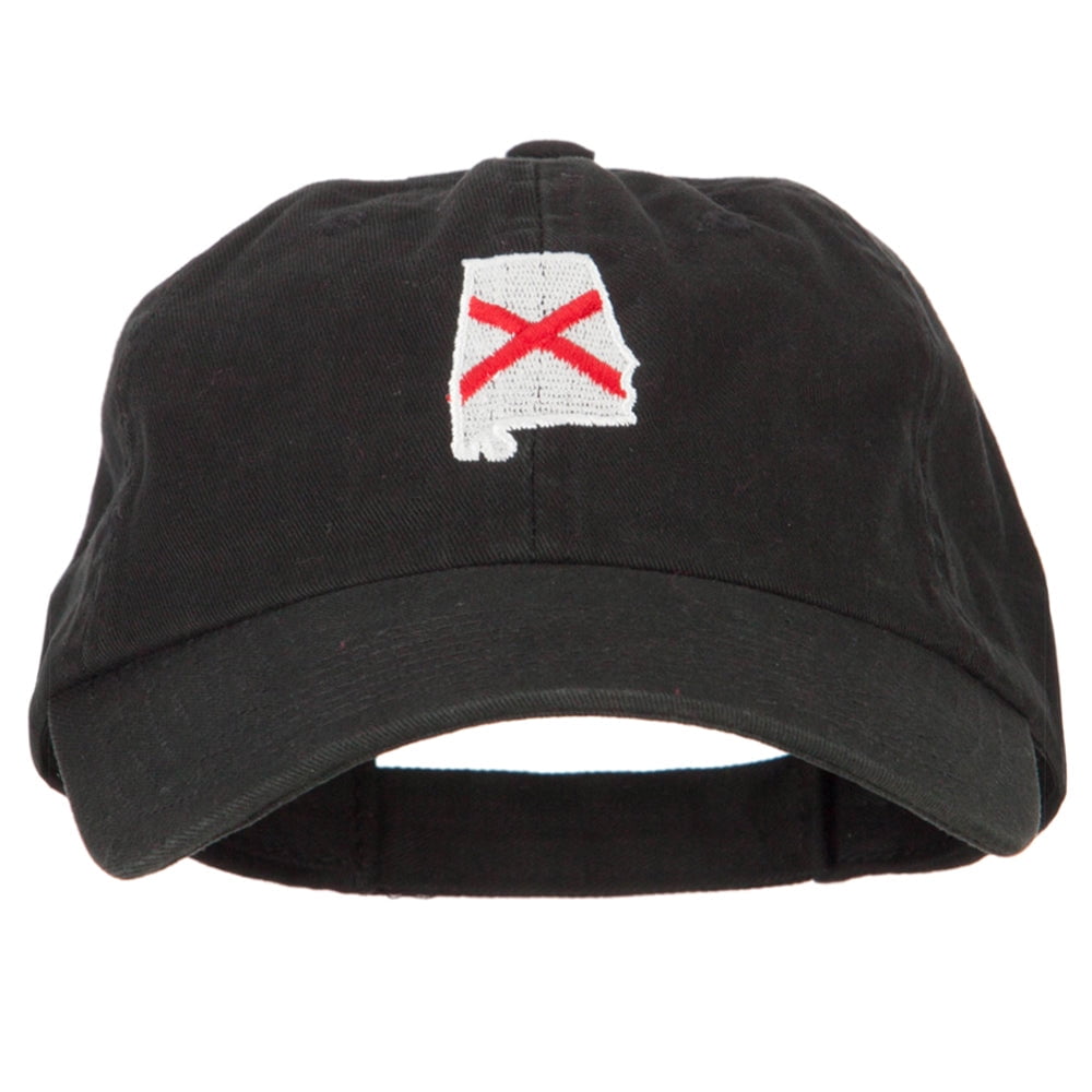 Alabama State Flag Map Embroidered Low Profile Cotton Cap - Black OSFM ...