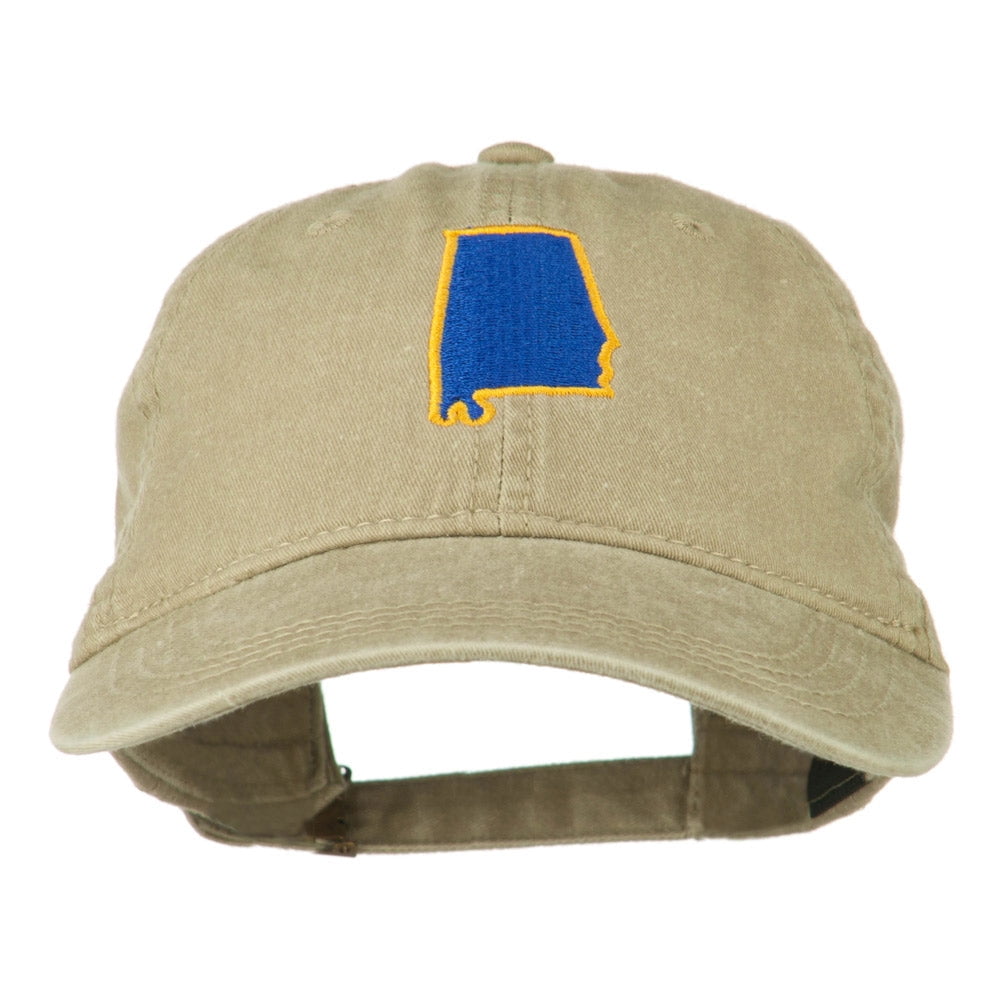 Alabama State Map Embroidered Washed Cap - Khaki OSFM - Walmart.com