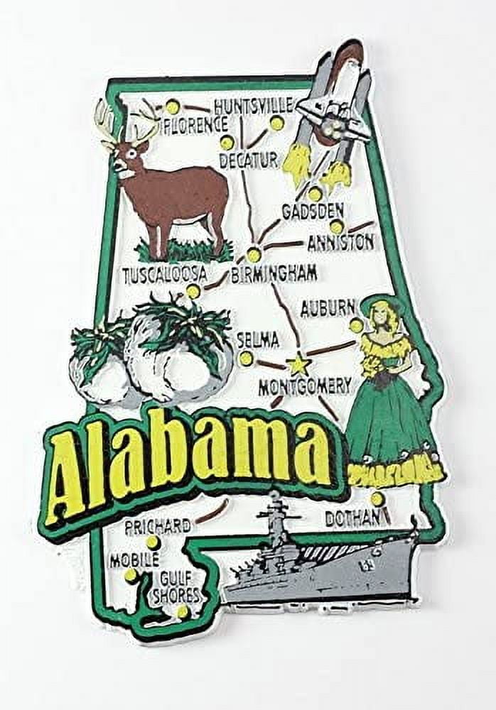 Alabama State Map and Landmarks Collage Fridge Collectible Souvenir ...