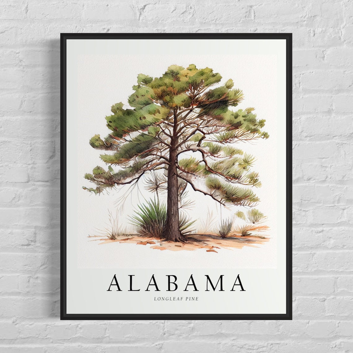 Alabama State Tree Art Print, Alabama Longleaf Pine Tree Wall Art ...