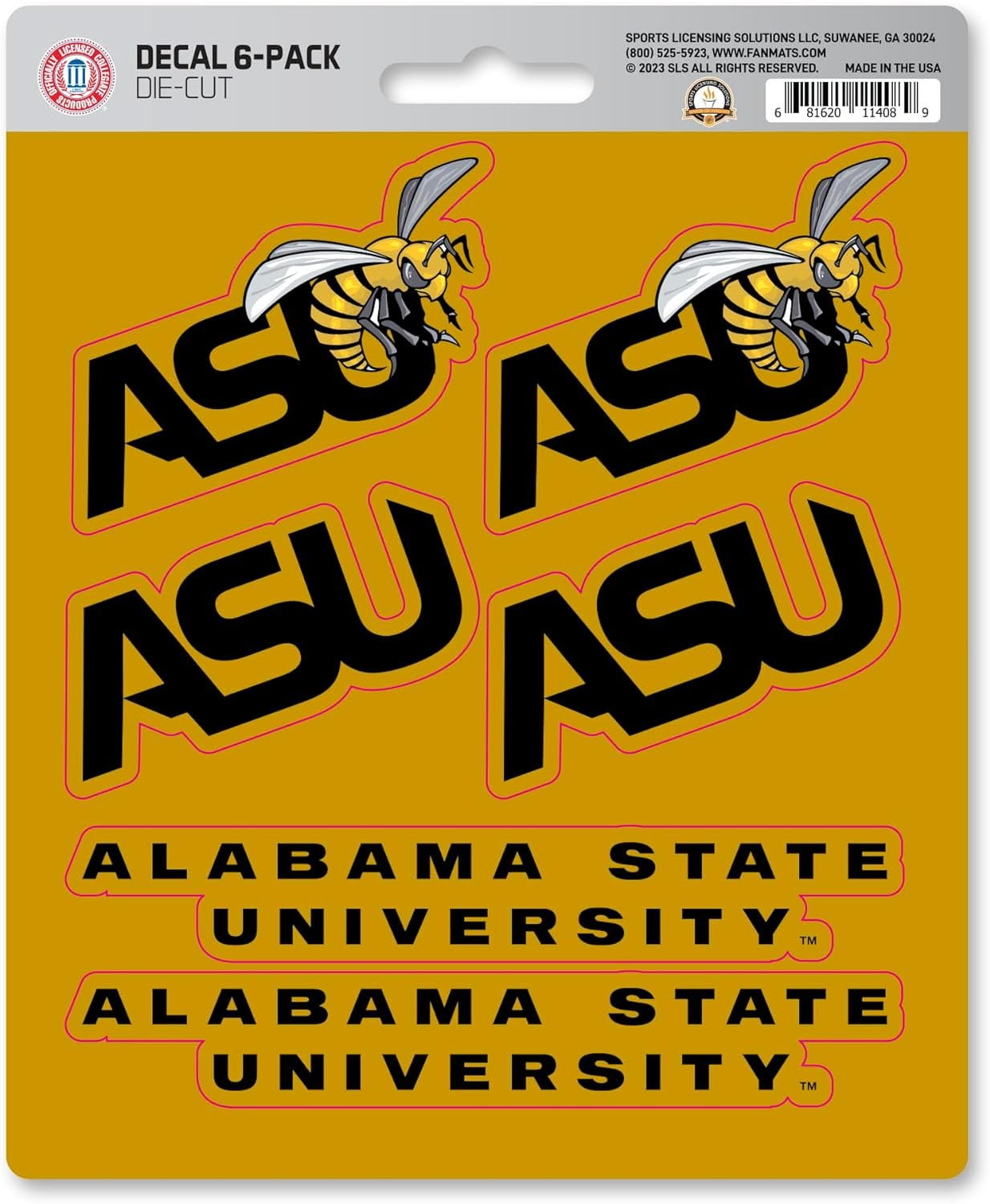 Alabama State University Hornets 6-Piece Decal Sticker Set, 5x6 Inch ...