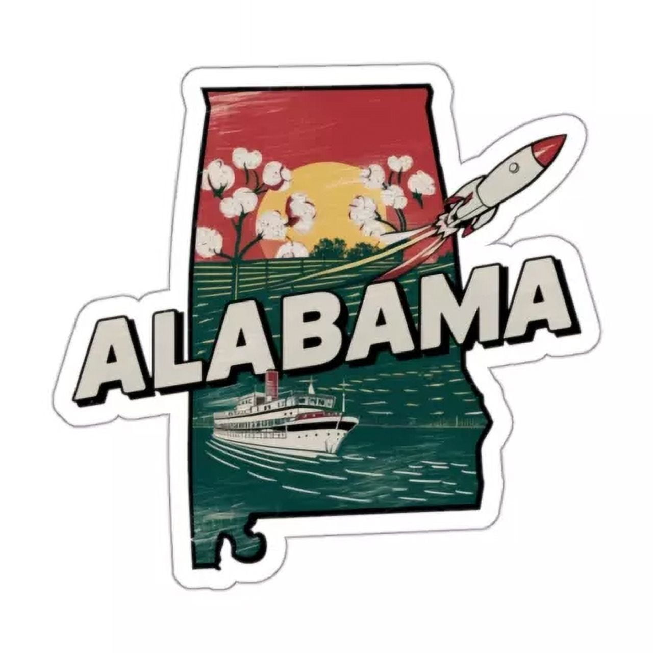 Alabama State Vinyl Stickers Outline Aesthetic Design United States Of ...
