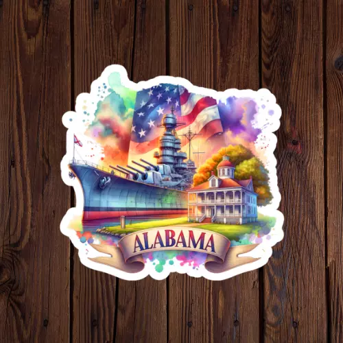 Alabama Sticker American Flag State Outline Novelty Laptop Sticker ...