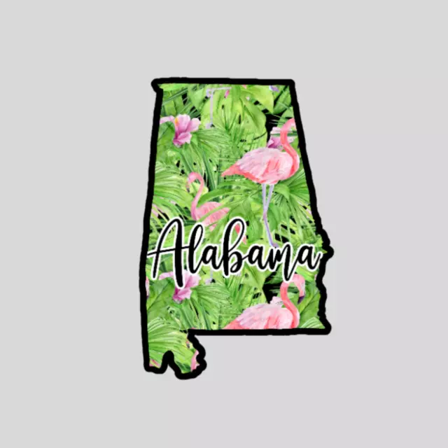 Alabama Sticker Pink Flamingo State Outline Novelty Laptop Car Sticker ...