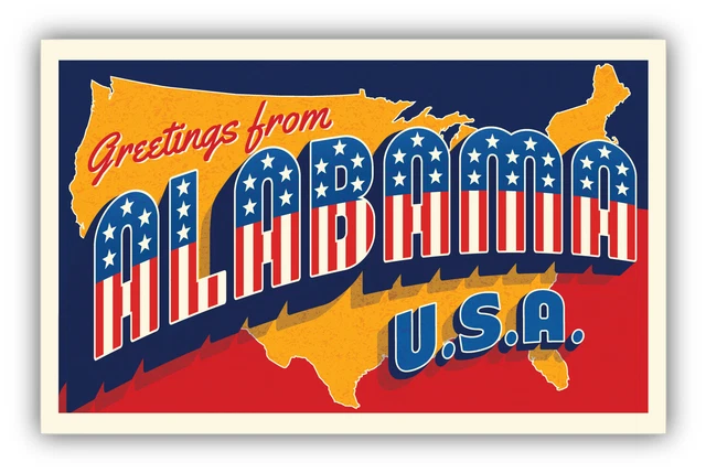 Alabama Usa State Vintage Greetings Sticker Phone Decal Water Bottle ...