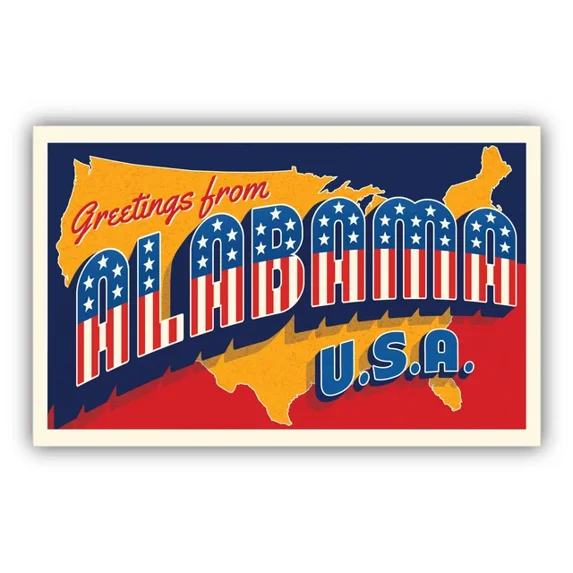 Alabama Usa State Vintage Greetings Sticker Phone Decal Water Bottle ...