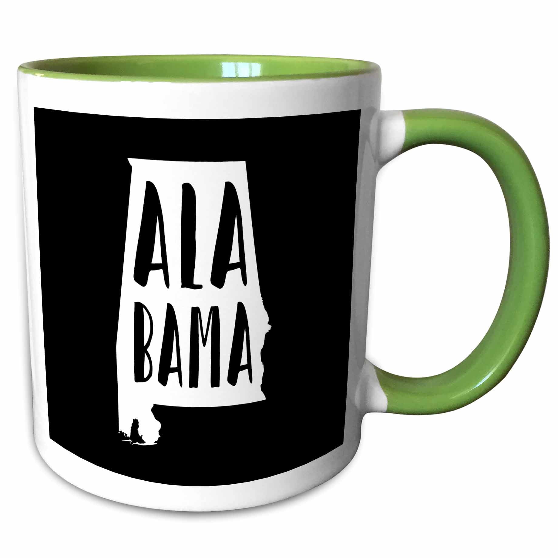 3drose, Alabama Written Inside the State. Black Background., 11oz Two ...