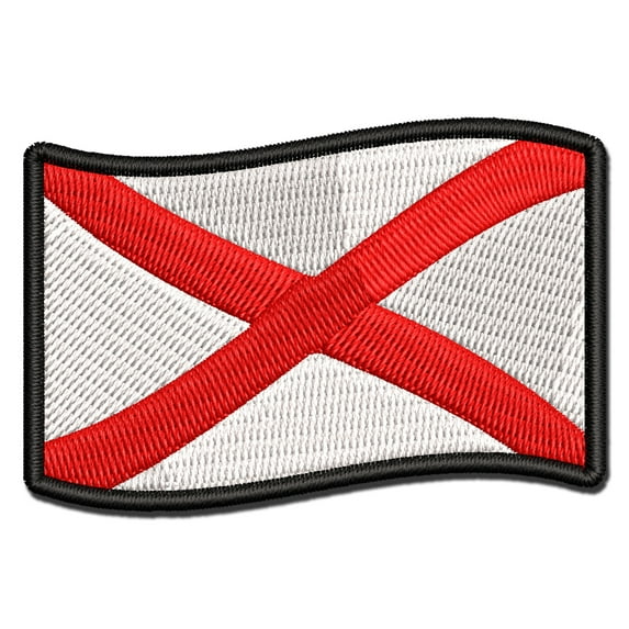 Alabama with Waving Flag Cute Applique Multi-Color Embroidered Iron-On ...