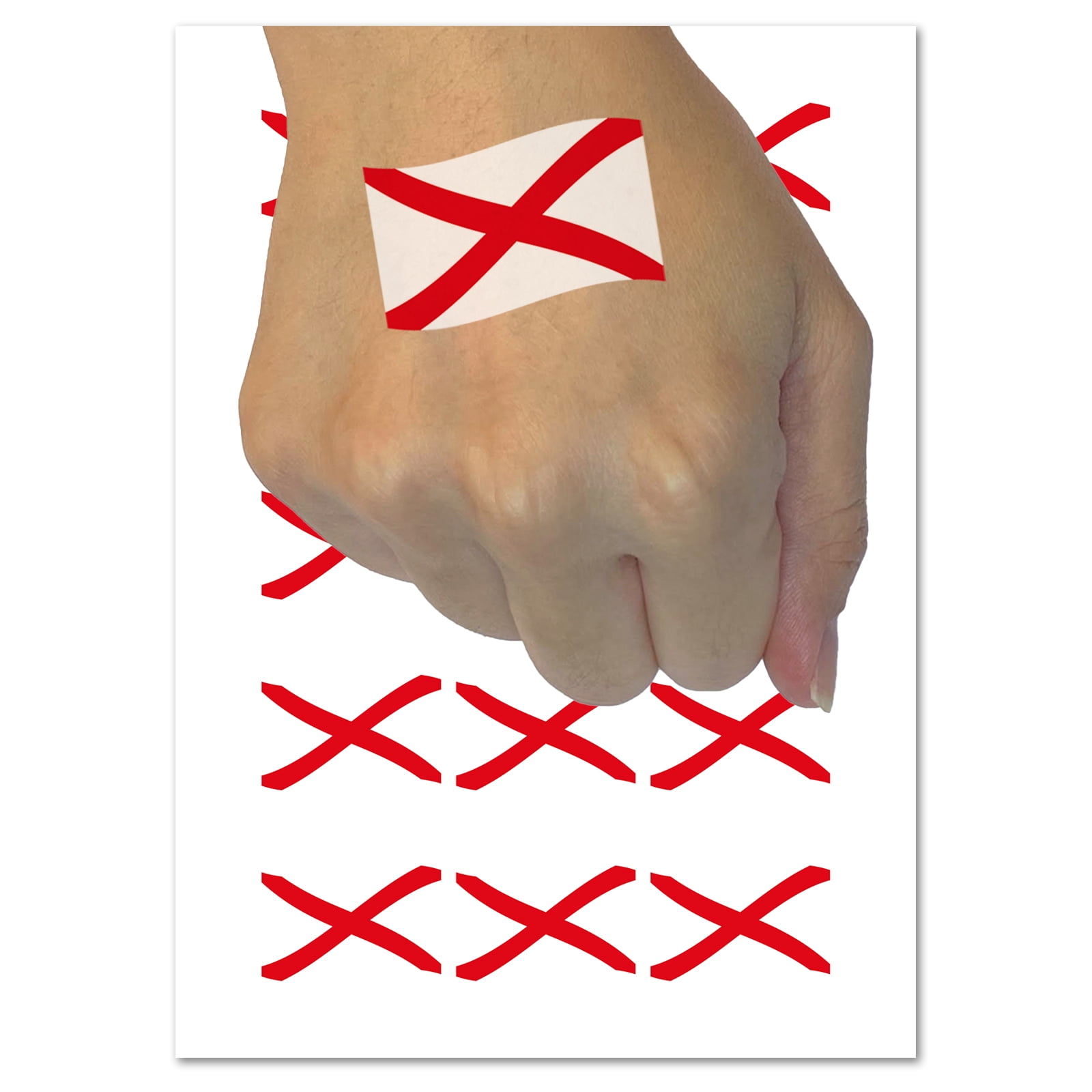 Alabama with Waving Flag Cute Water Resistant Temporary Tattoo Set Fake ...