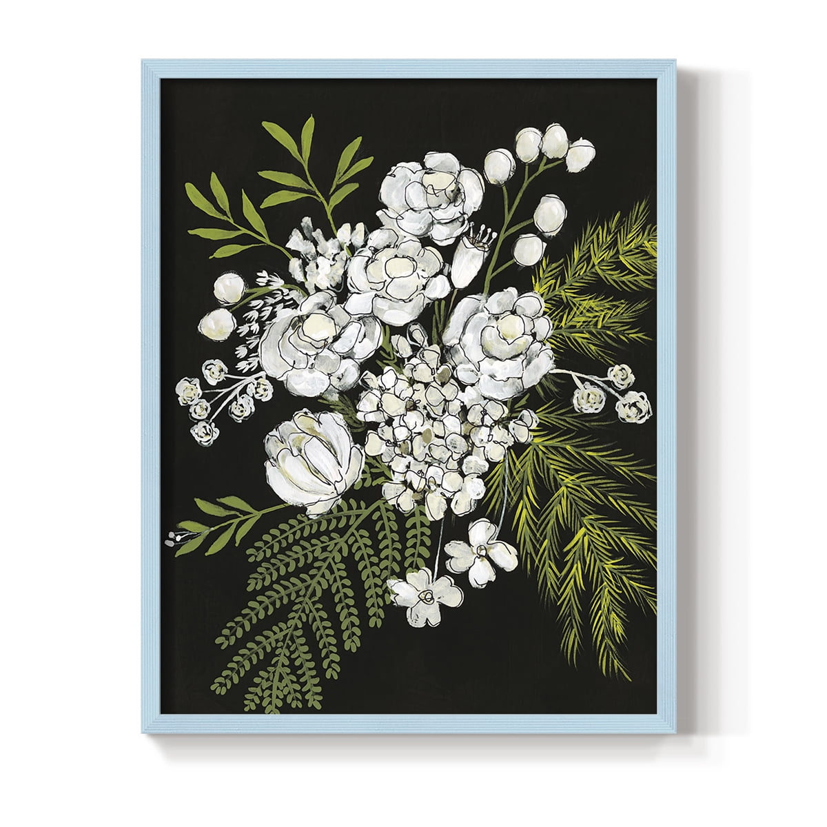 Alabaster Bouquet I Framed Print in Blue Solid Wood Framed Print No ...