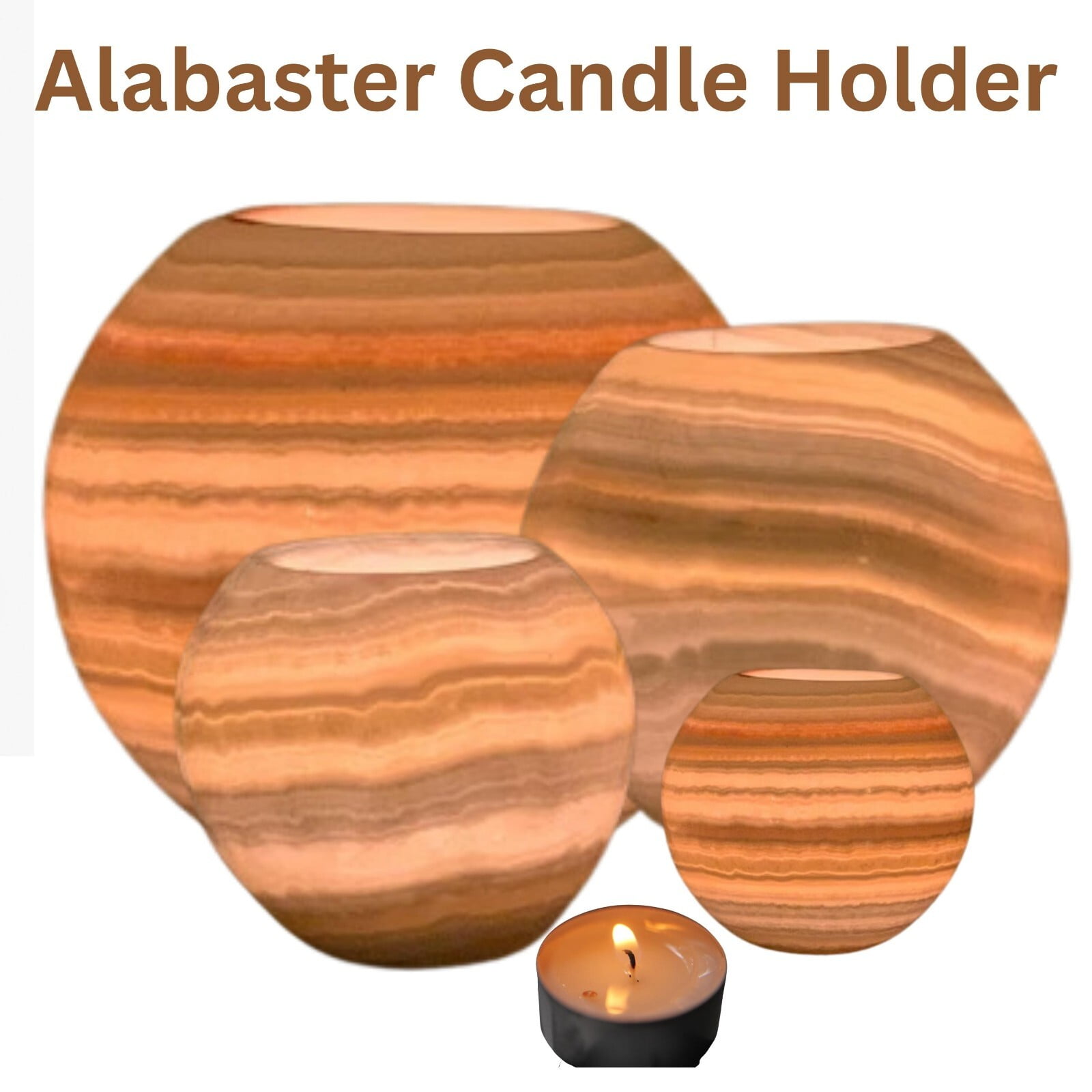 Alabaster Globe Handmade Tealight / Votive Candle Holder , Extra Large ...