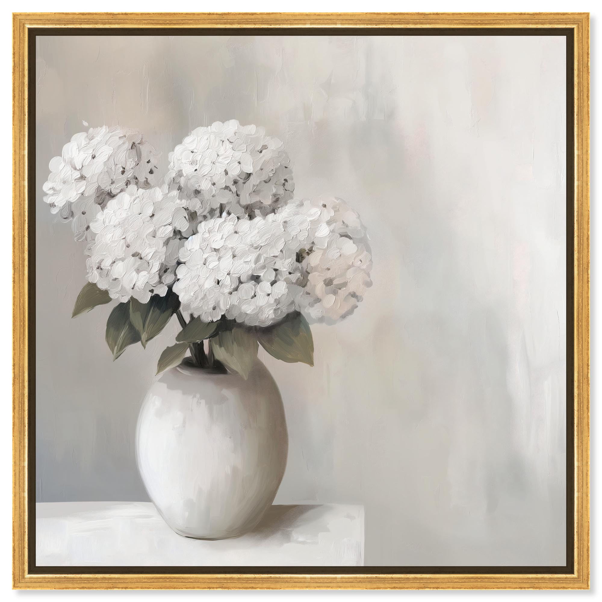 Alabaster Grace Canvas White Floral Art by Art Remedy, Gold Frame, 16 ...