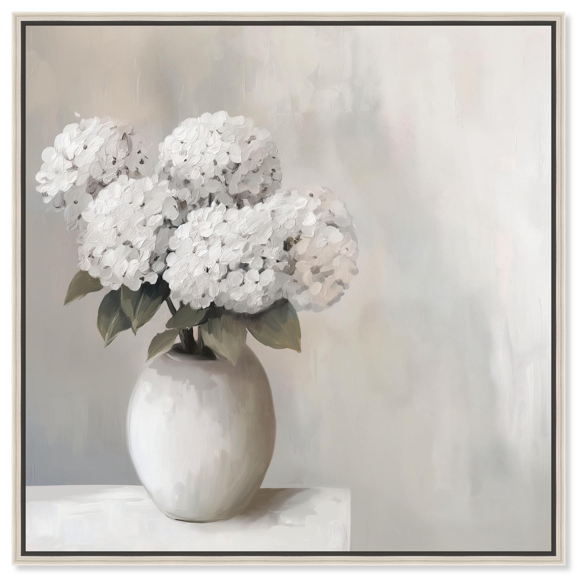 Alabaster Grace Canvas White Floral Art by Art Remedy, Silver Frame, 12 ...