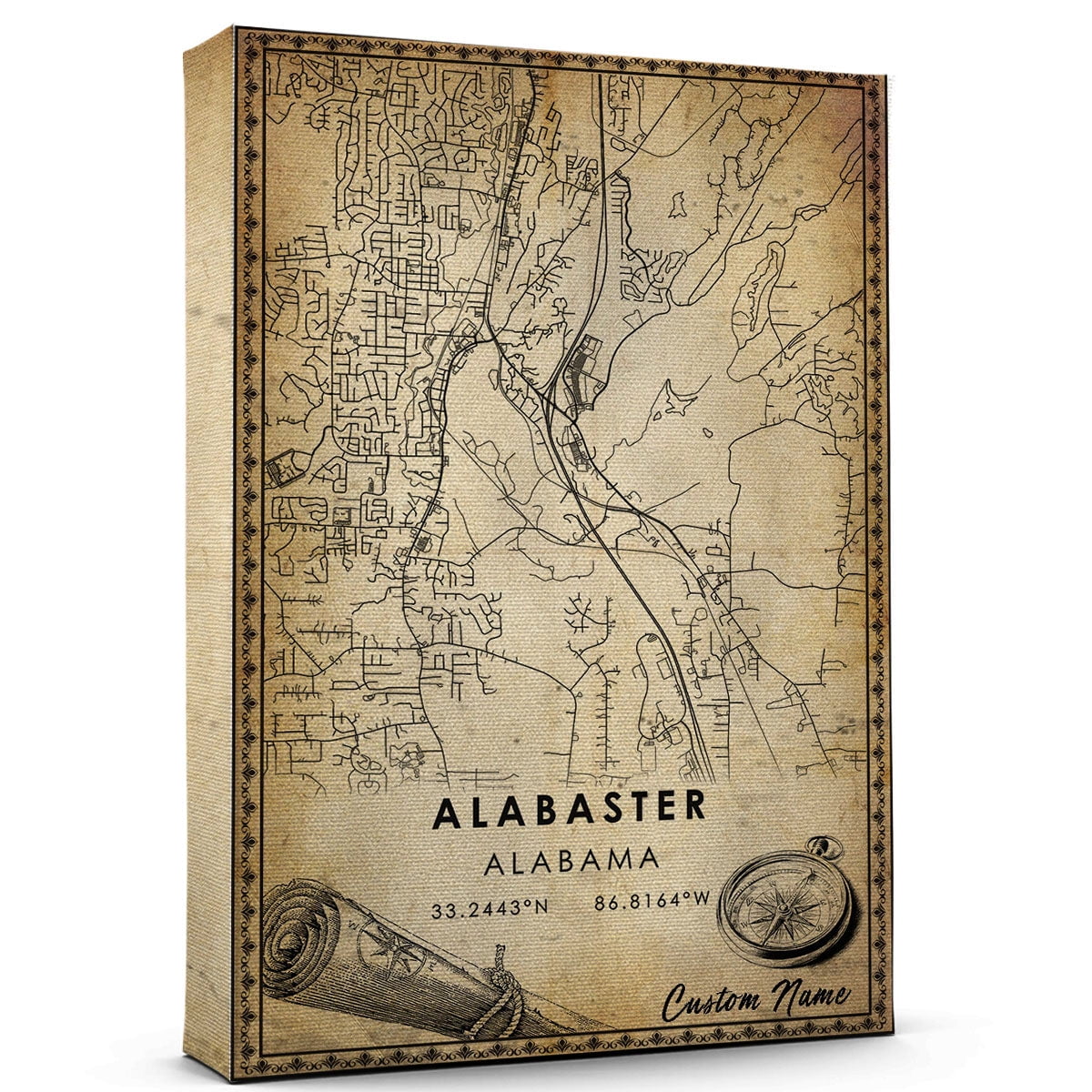 Alabaster Map Poster, Alabama Map Art Poster, Canvas, Alabaster Map ...