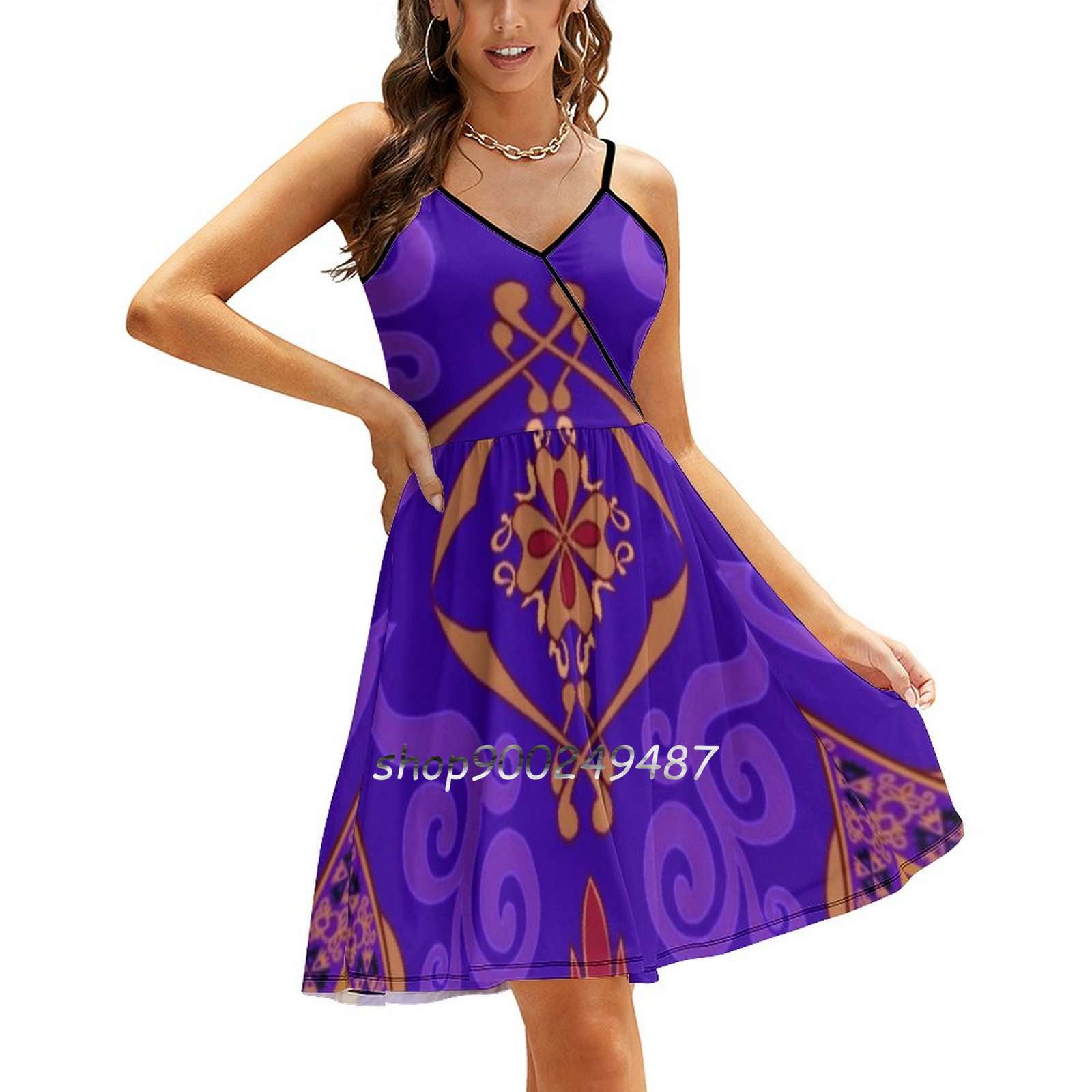 Aladdin 1992 Magic Carpet Flare Dress Square Neck Dress Elegant Female ...