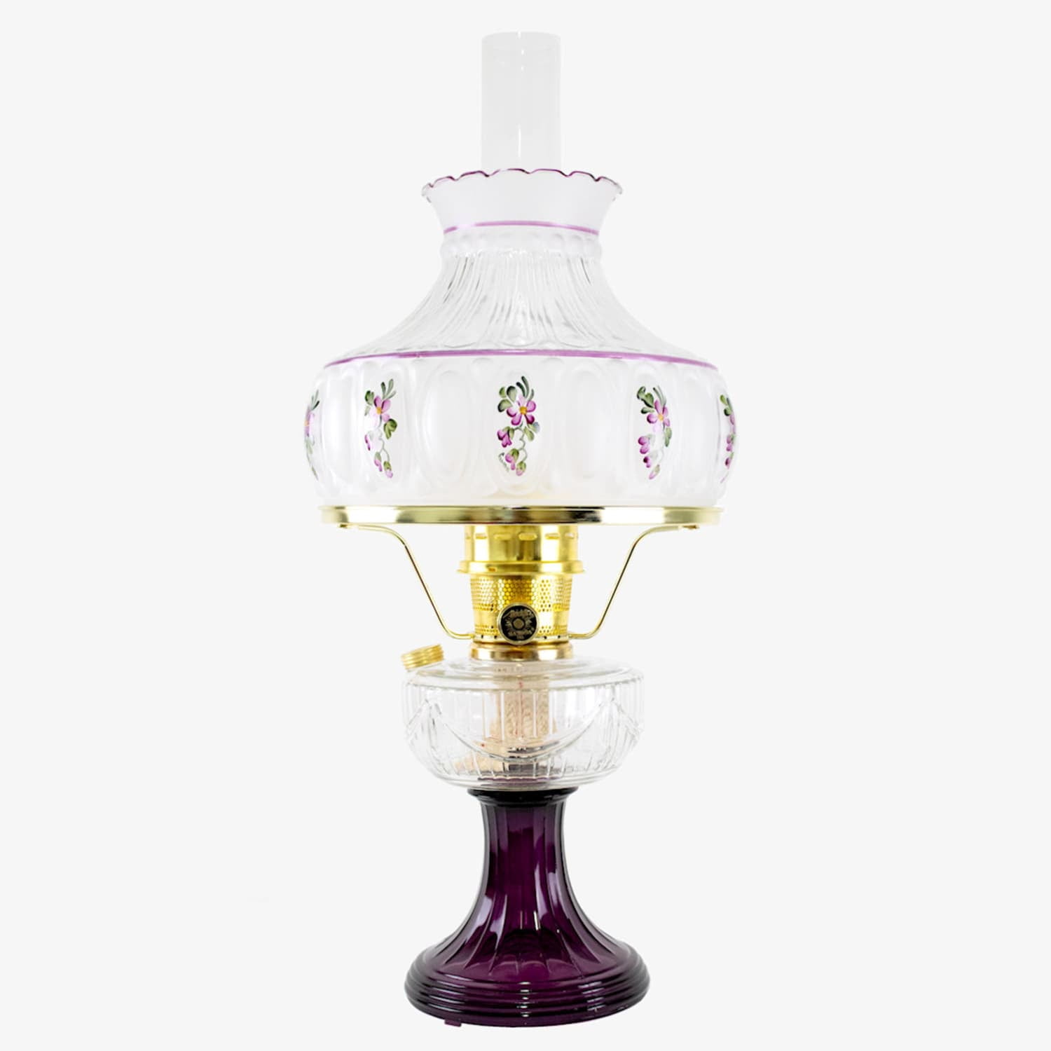 Aladdin Amethyst Lincoln Drape Table Oil Lamp with Rose Shade, Clear ...