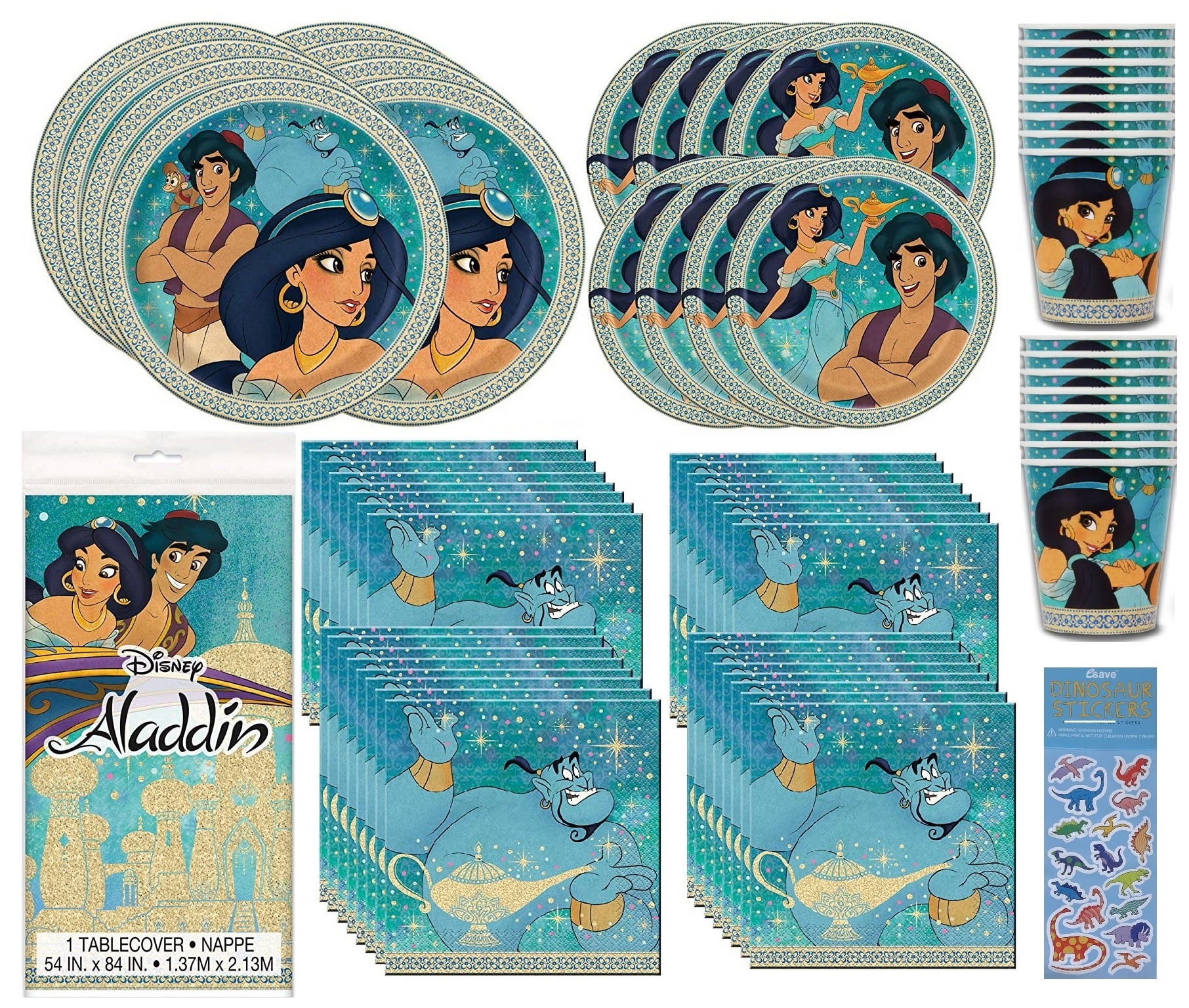 Aladdin Birthday Party Supplies Bundle Pack includes 16 Dessert Cake ...