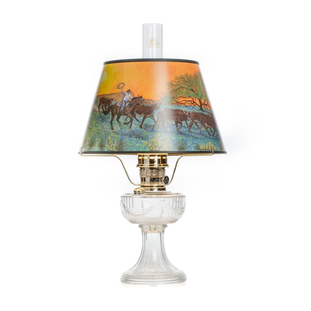 Aladdin Clear Lincoln Drape Table Oil Lamp with Ride Into the Sunset ...