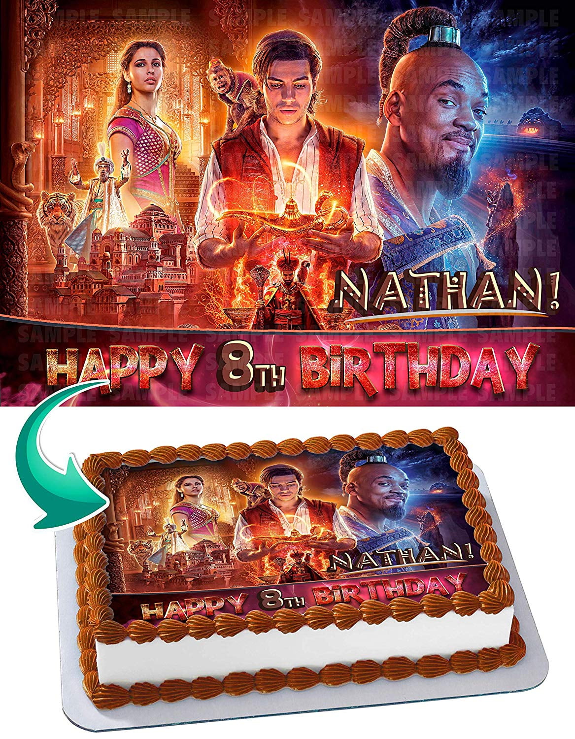 Aladdin Edible Cake Image Topper Personalized Birthday Party 1/4 Sheet ...