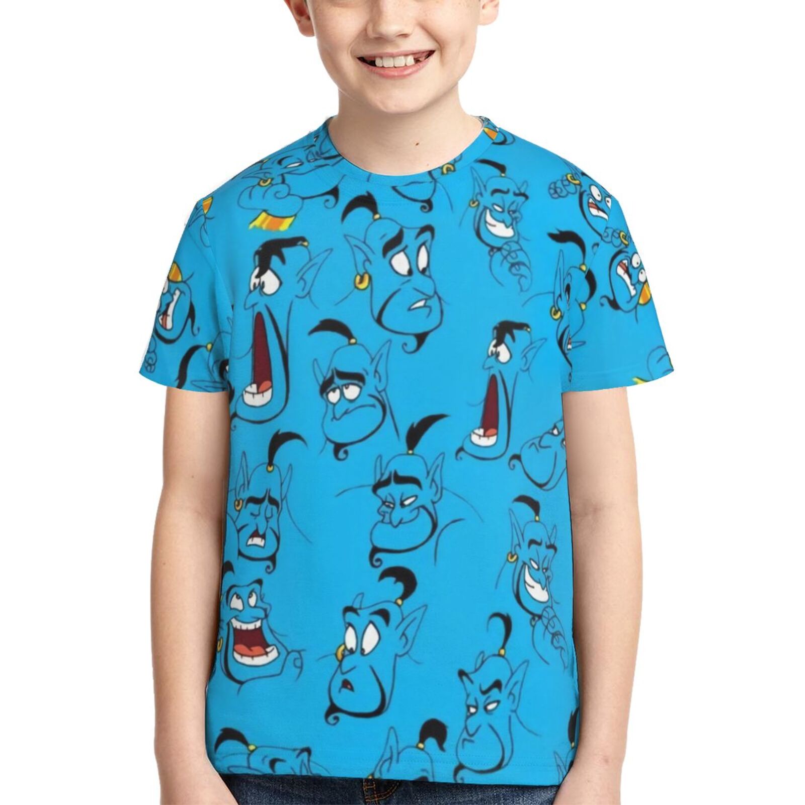 Aladdin Genie Face Shirt for Boys Girls Tees,Casual Soft Tshirt Kids ...