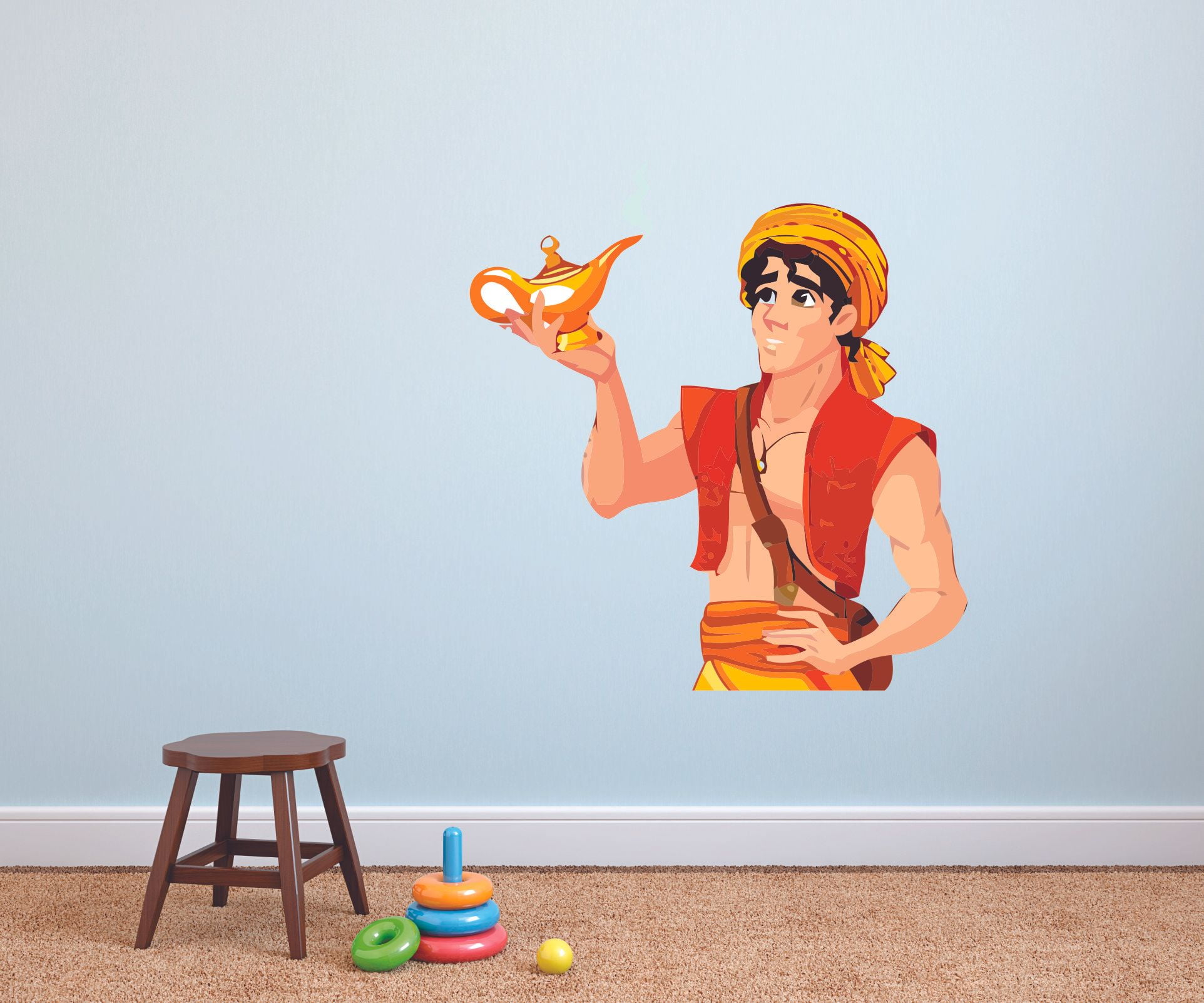 Aladdin and Genie Lamp Cartoon Character Wall Art Decal Vinyl Sticker ...