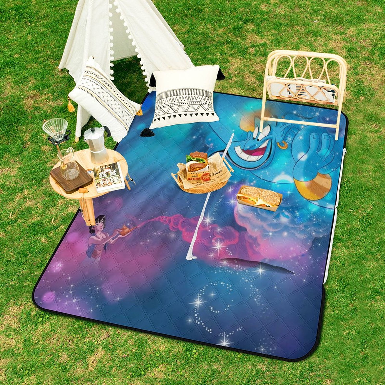 Aladdin Genie Magic Genie Extra Large Picnic Outdoor Blanket,59 x 39 ...