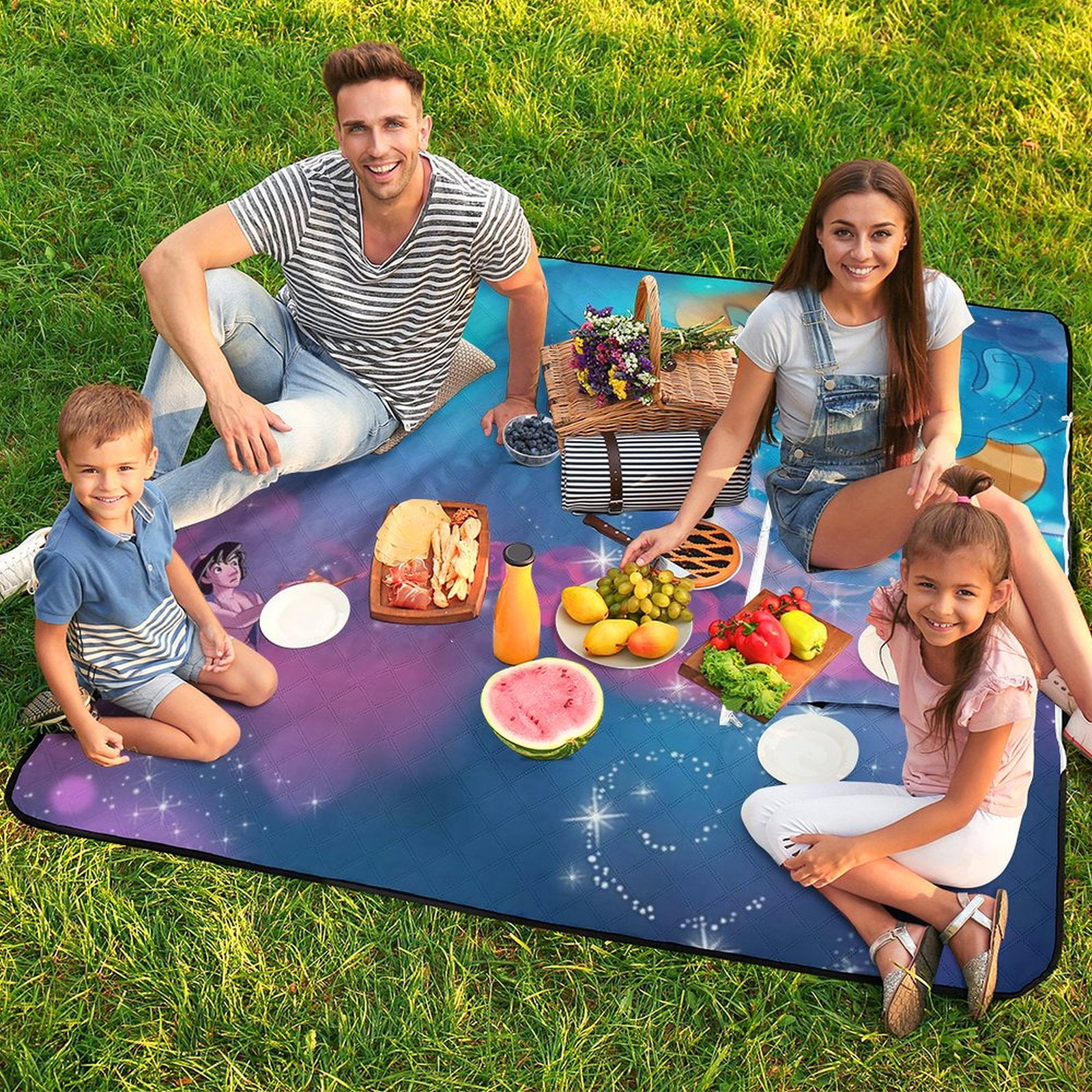 Aladdin Genie Magic Genie Extra Large Picnic Outdoor Blanket,59 x 59 Waterproof Foldable ...