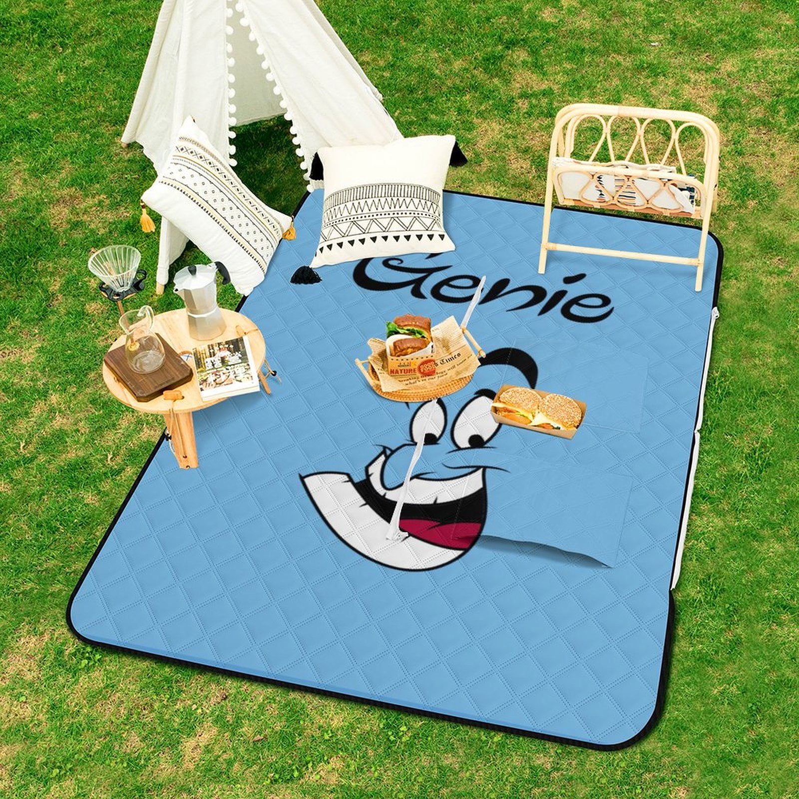 Aladdin Genie Magic Genie Face Extra Large Picnic Blanket Waterproof,59 ...
