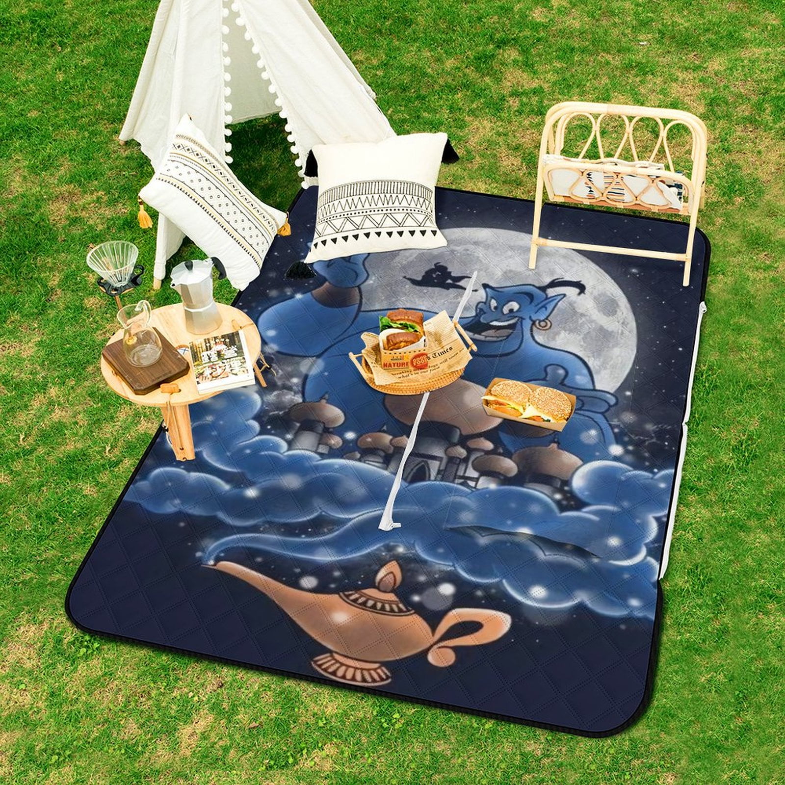 Aladdin Genie Magic Genie Picnic Blankets Outdoor Blanket,59'x39' Extra Large Beach Blanket ...
