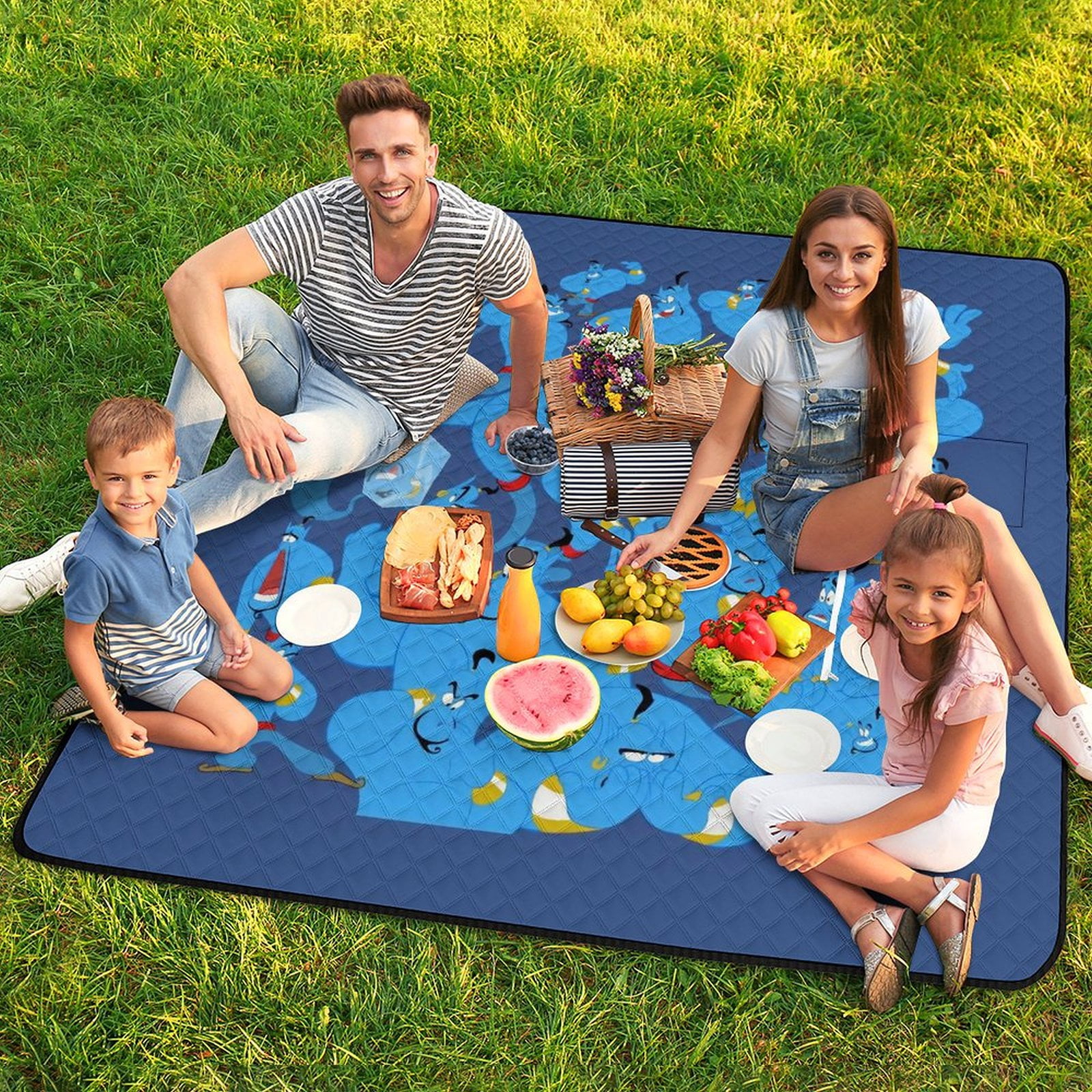 Aladdin Genie Magic Wishes Picnic Blankets 78"x78" Extra Large Outdoor ...