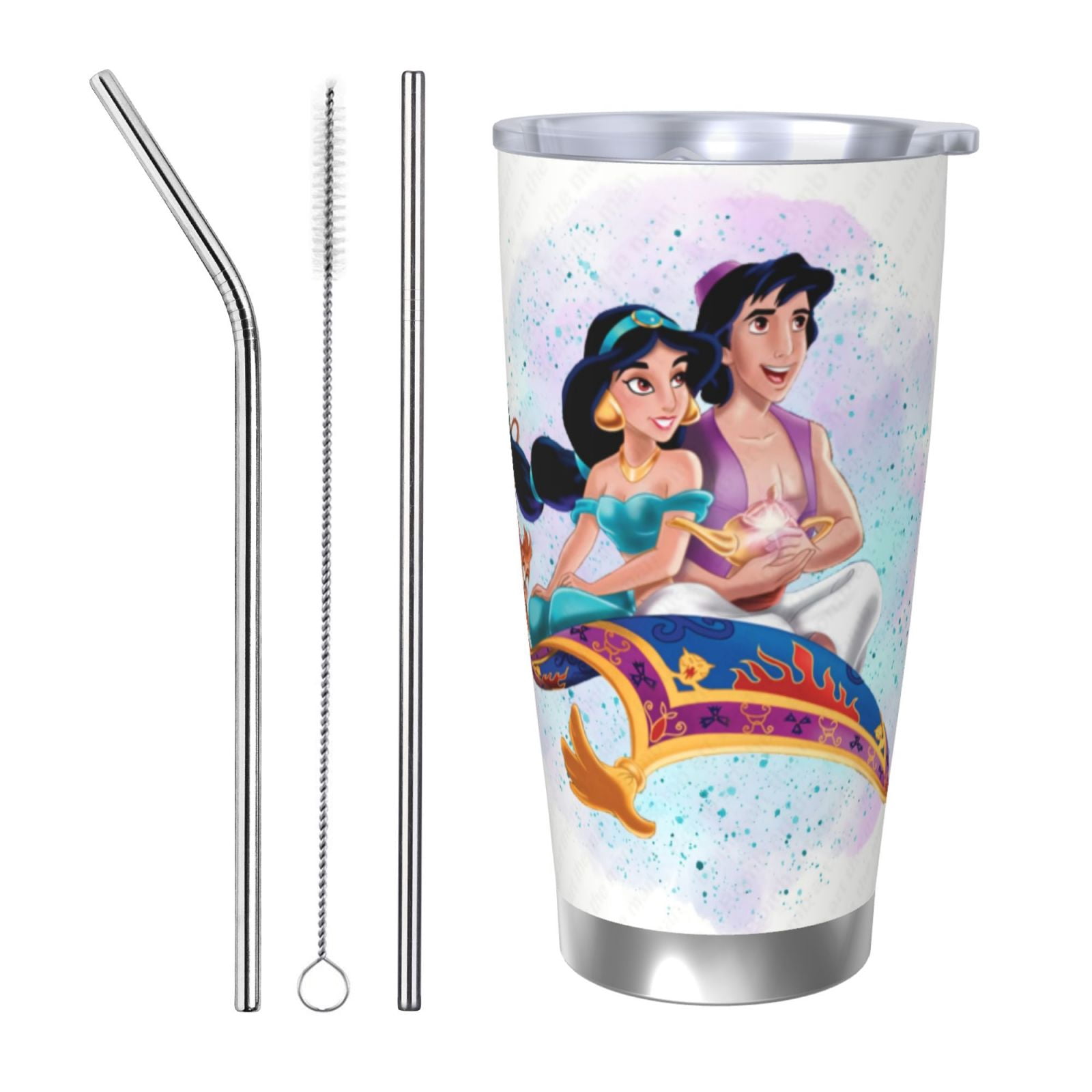 Aladdin Jasmine Floral Watercolor Portrait Water Bottle,Insulated ...