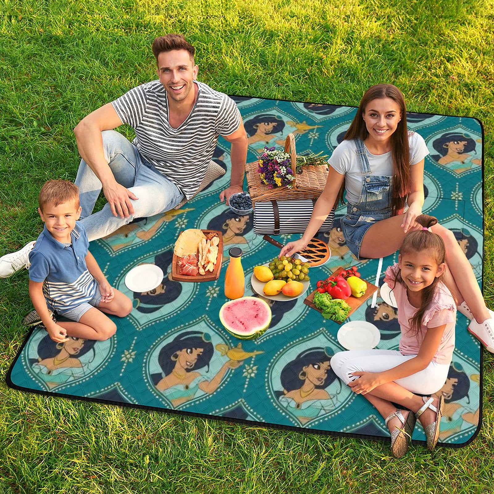 Aladdin Jasmine Long Hair Extra Large Picnic Outdoor Blanket,78 x 78 ...