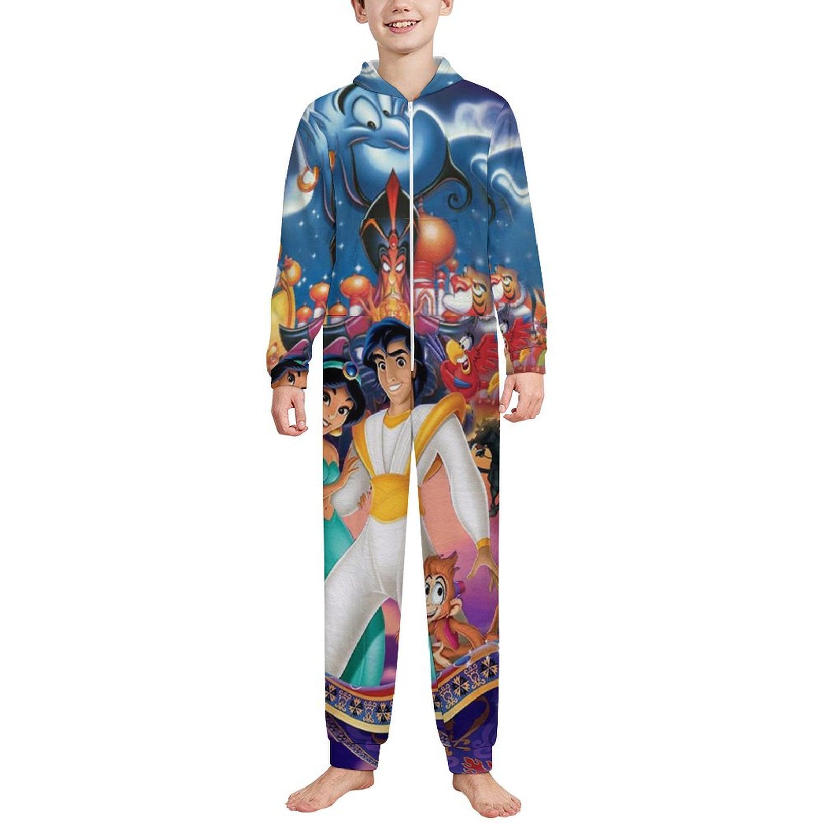Aladdin Kids Hooded Union Suit One Piece Pajama Outfit Boys Girls PJs ...