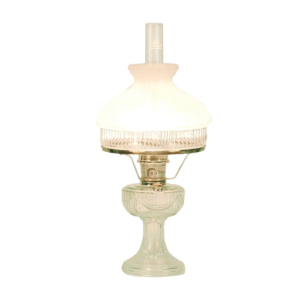 Aladdin Lincoln Drape Oil Lamp, Clear Glass Indoor Fuel Lamp with White ...