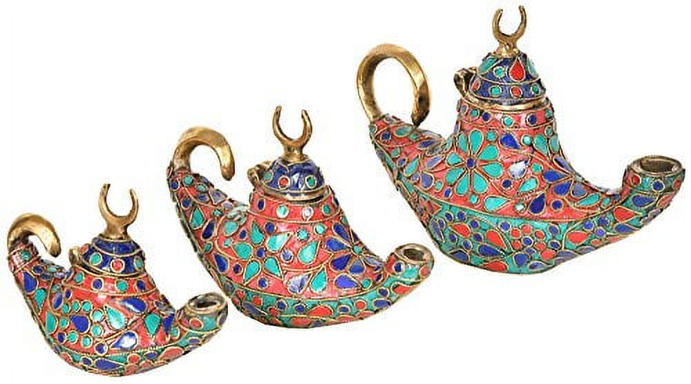 Aladdin Magic Chirag (Set of Three) - Brass with Inlay Statue - Walmart.com