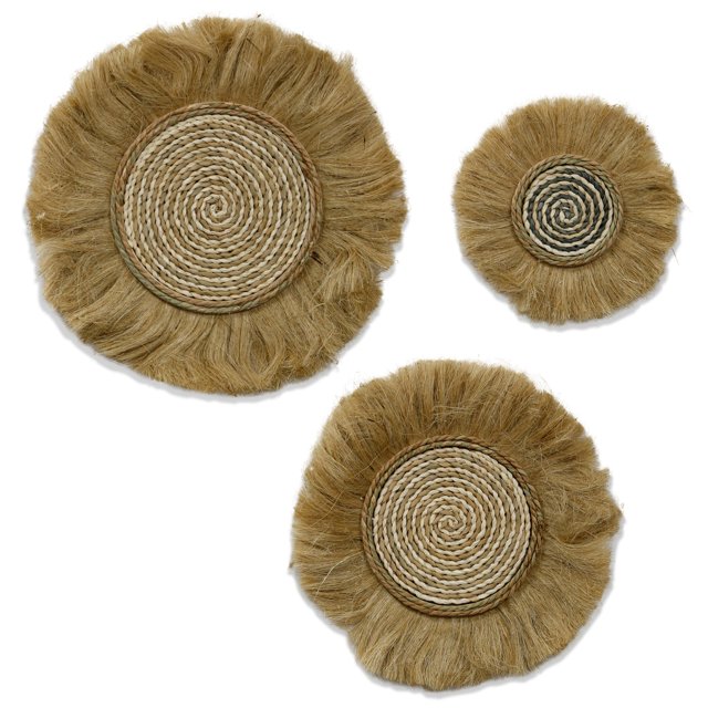 Aladdin - Natural Spirals - Set of 3 - Natural Reed and Jute Round Wall ...