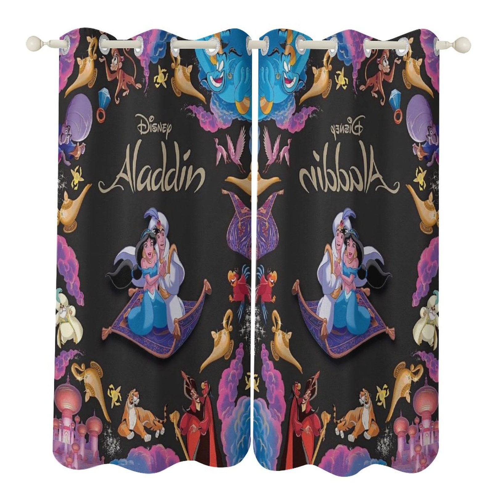 Aladdin Princess Jasmine And Magic Lamp Curtains 84 Inch,Blackout ...