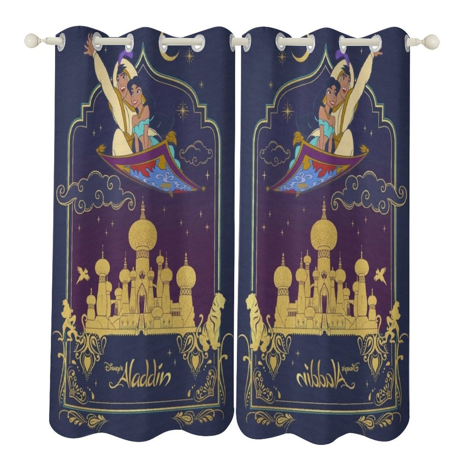 Aladdin Princess Jasmine And Rajah Friends Kids Curtains 52 X 72 Inch ...