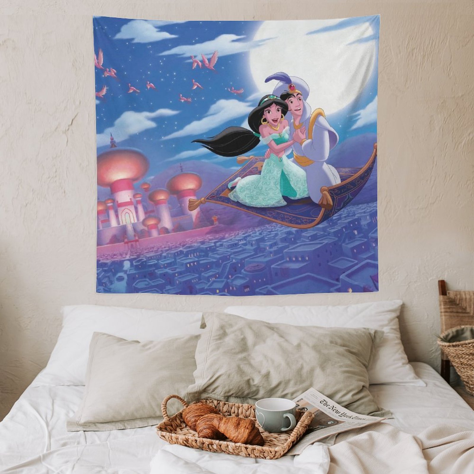 Aladdin Princess Jasmine Magic Carpet Pose Tapestry,Aladdin Princess Jasmine Magic Carpet Pose ...