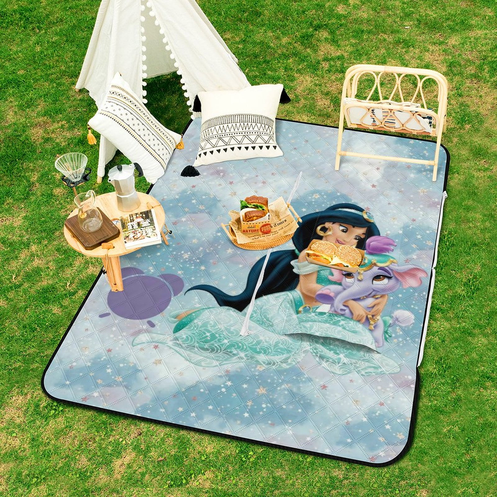 Aladdin Princess Jasmine Picnic Blankets,59x39 Waterproof Picnic Mat ...