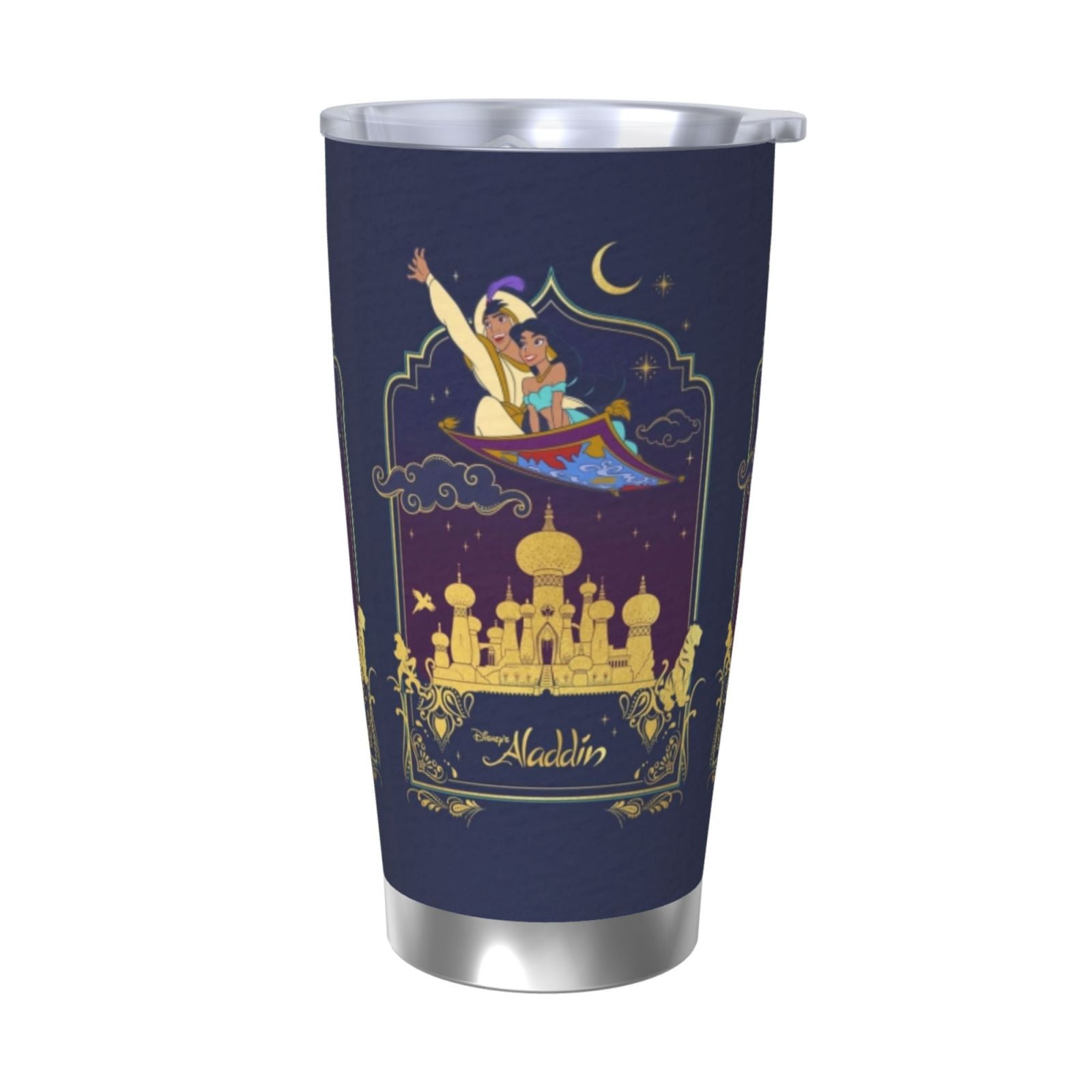 Aladdin Princess Jasmine And Rajah Friends Kids Water Bottle with Straw Lid,Insulated Stainless ...