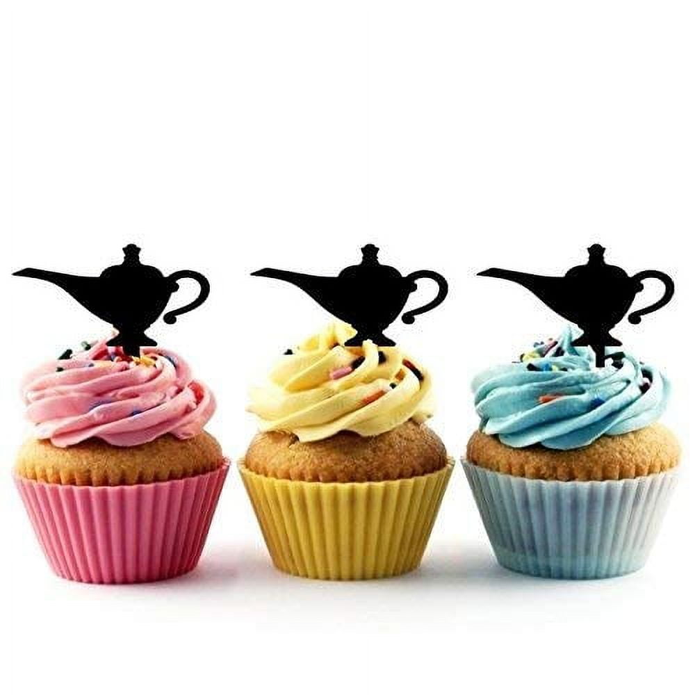 Aladdin's Lamp Arabian Genie Oil Lamp Silhouette Acrylic Cupcake ...