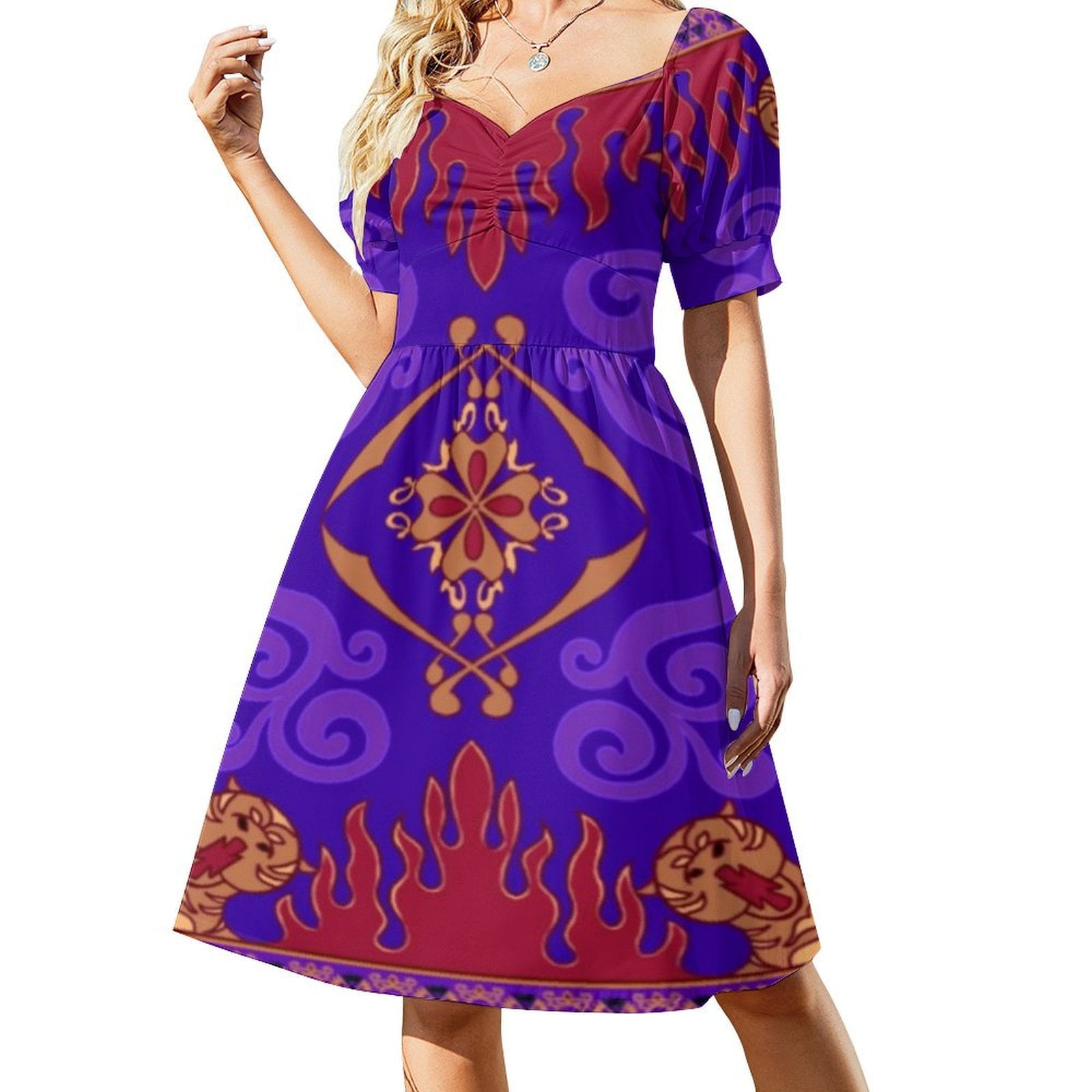 Aladdin's Magic Lamp Short Sleeve Dress Clothes Women's Summer Dress ...