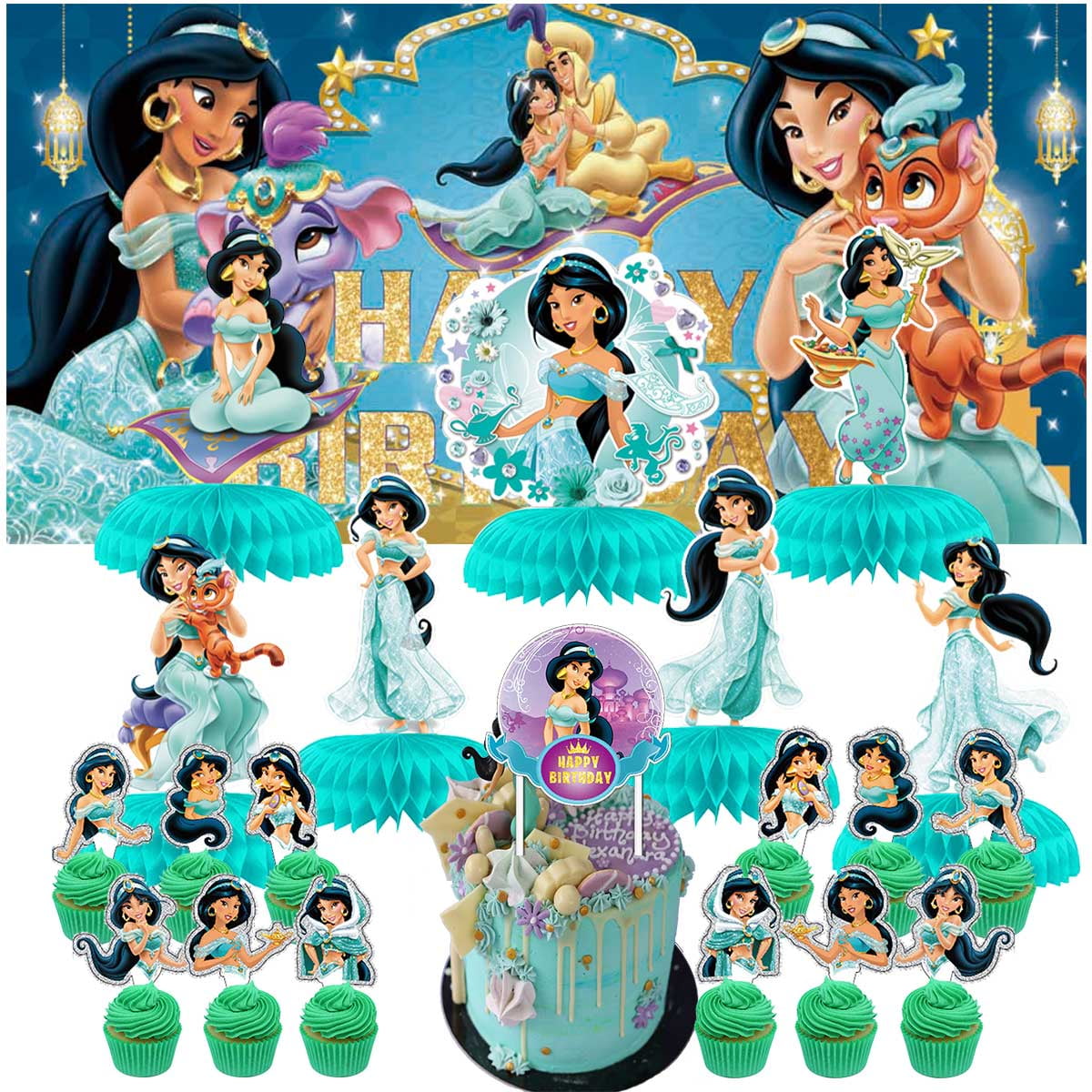 Aladin Princess Party Decorations Centerpieces Honeycomb Table Toppers ...