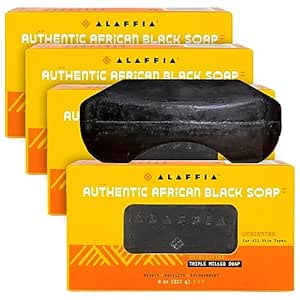 Alaffia Authentic African Black Soap Bar - Body Soap, Natural Coconut ...