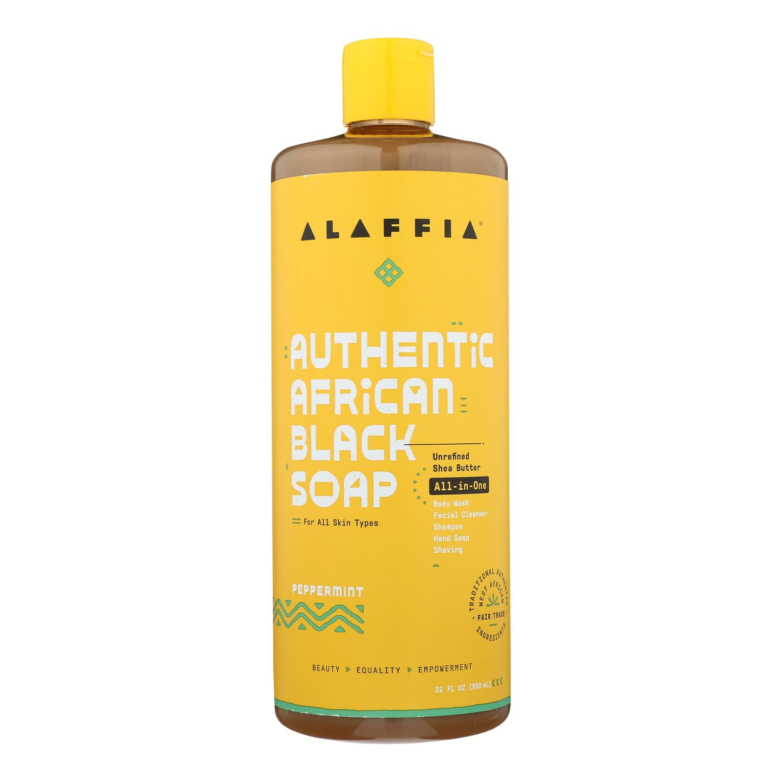 Alaffia Authentic African Black Soap, Peppermint 32 oz - Walmart.com
