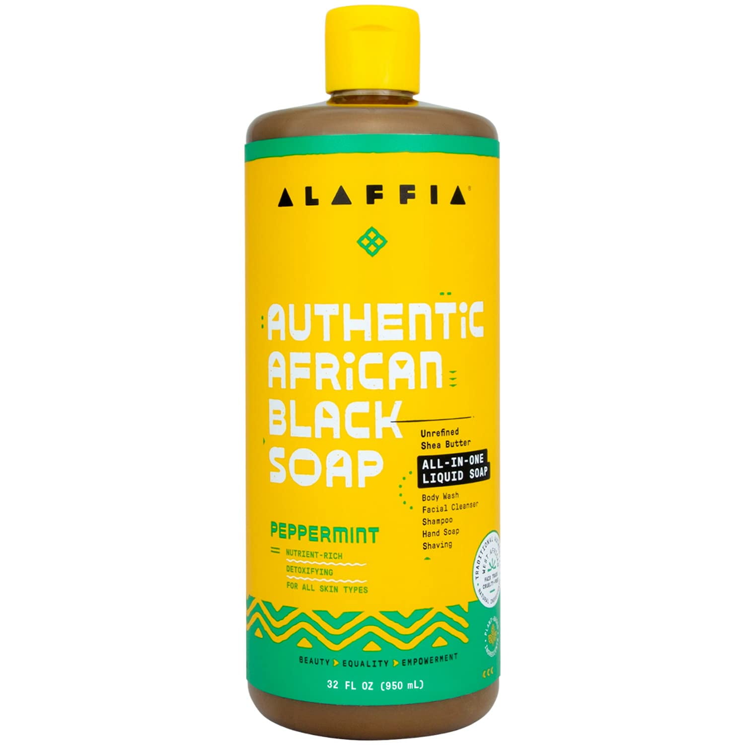 Alaffia Authentic African Black Soap, Peppermint 32 oz - Walmart.com