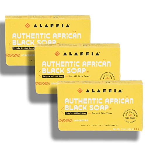 Alaffia Authentic African Black Soap Triple Milled, Long-Lasting and ...