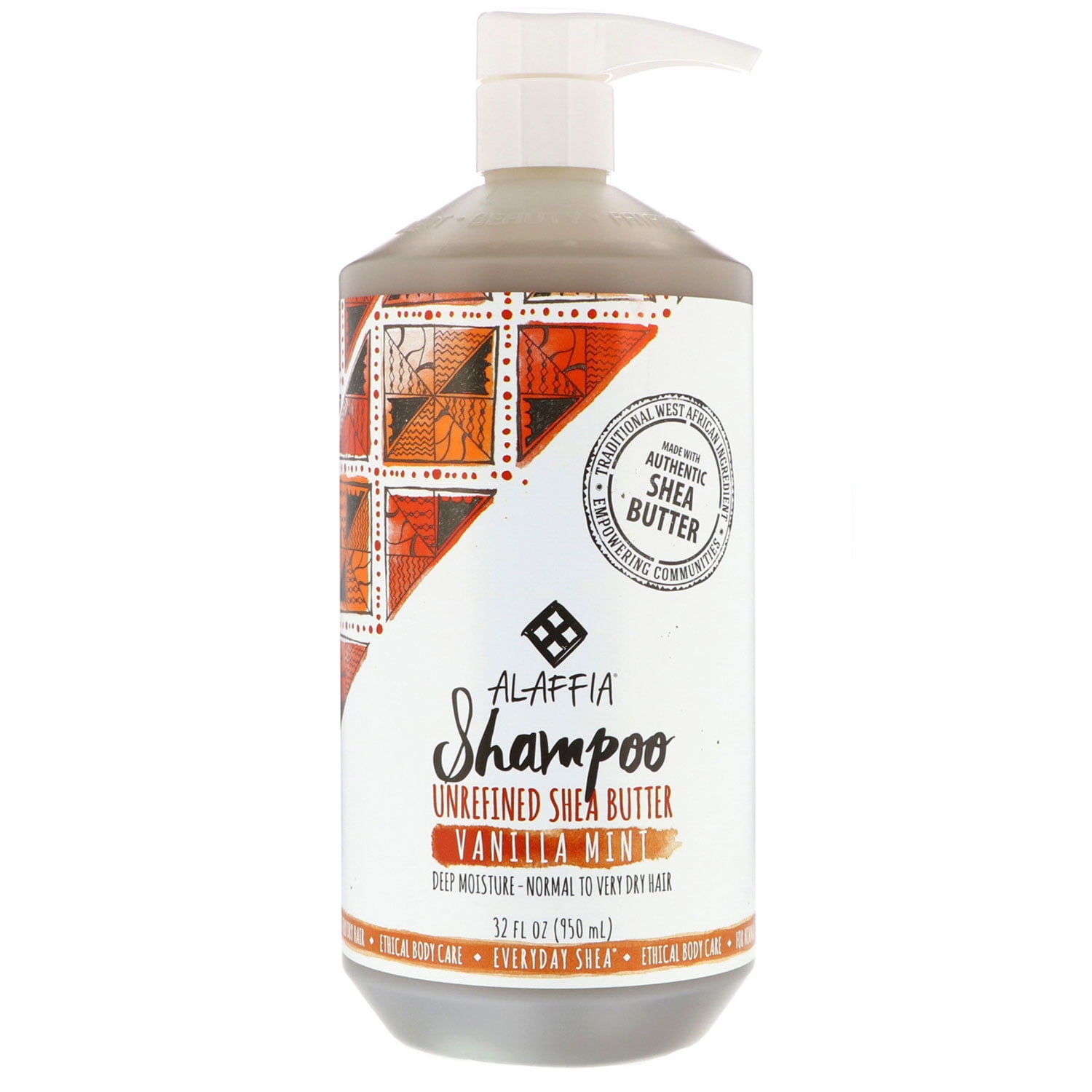 Alaffia Everyday Shea Butter Moisturizing Shampoo, Vanilla Mint, 32 Oz ...